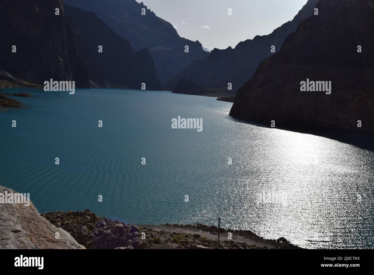 Aerial shot of Attabad Lake in Gilgit Baltistan, Pakistan Stock Photo ...