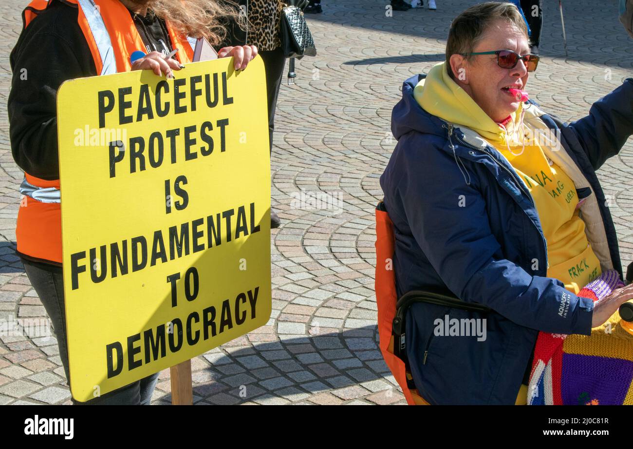 Blackpool, UK. 18th Mar, 2022. Peaceful Protest is fundamentql to ...