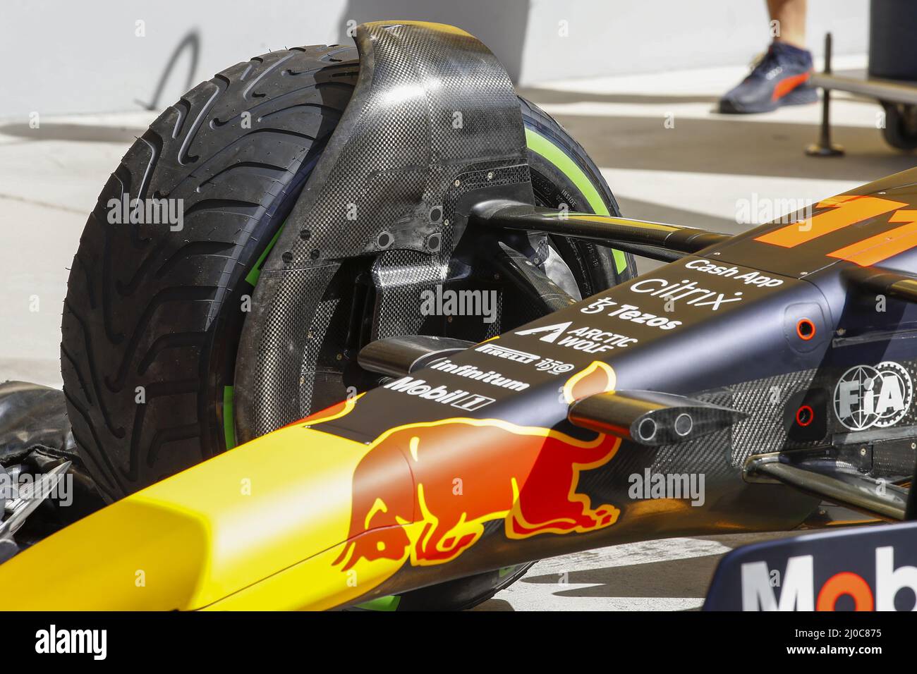 Red Bull Racing Honda RB18, mechanical detail front suspension during ...