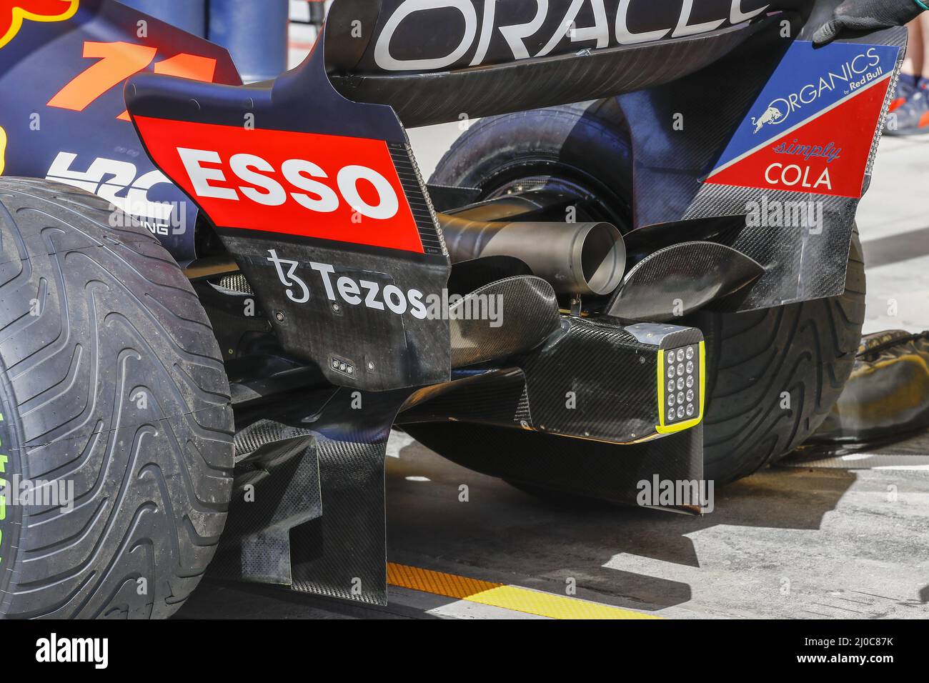 Red Bull Racing Honda RB18, mechanical detail rear diffuser during the ...