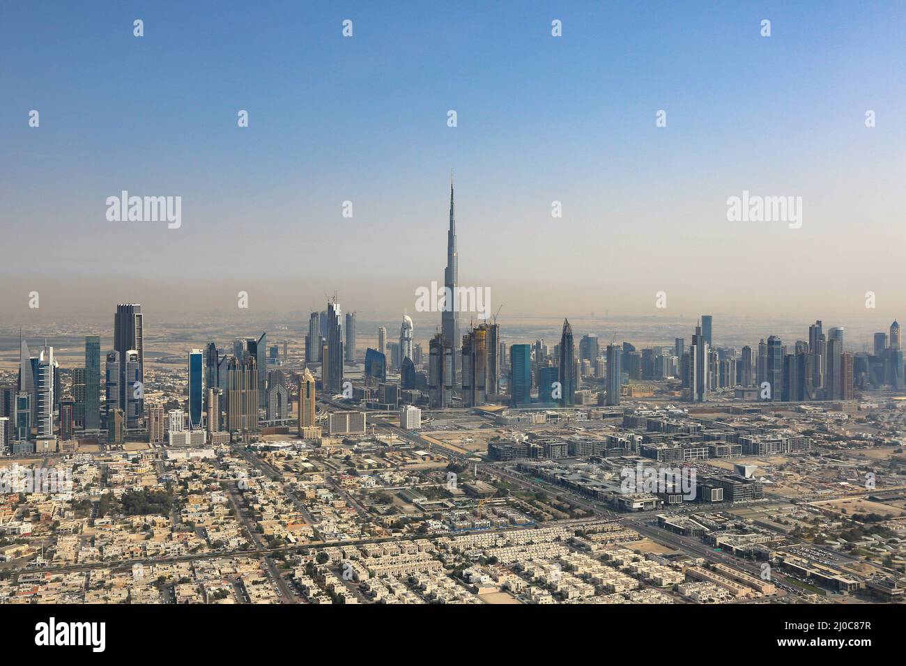 Dubai Burj Khalifa skyscraper aerial view aerial photo Stock Photo - Alamy