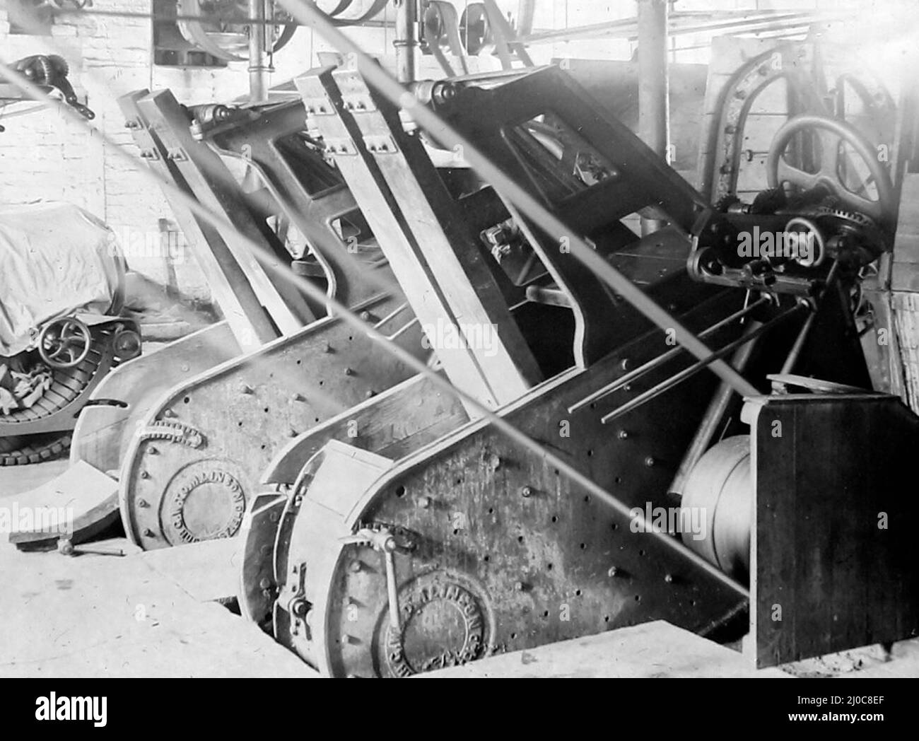 Milling cloth in a woollen mill in Bradford, Yorkshire, late Victorian ...