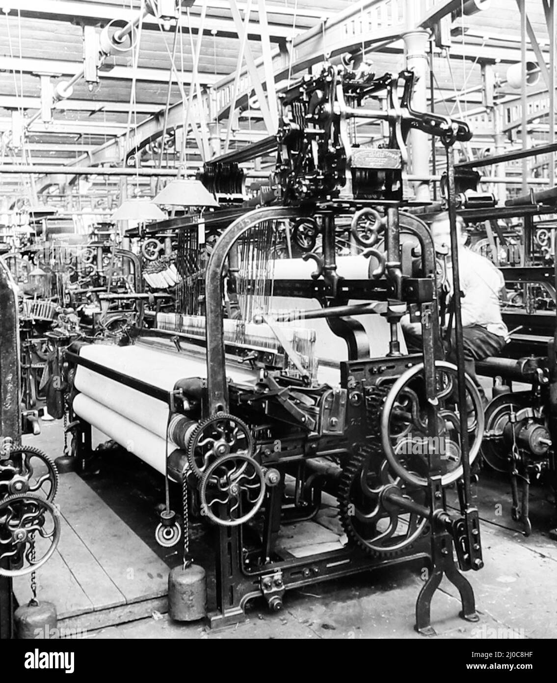 Box loom in a woollen mill in Bradford, Yorkshire, late Victorian ...
