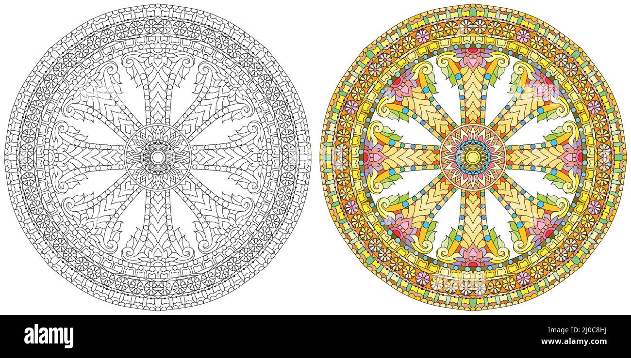 Dharma Wheel, Dharmachakra. Symbol of Buddha s teachings on the path to ...