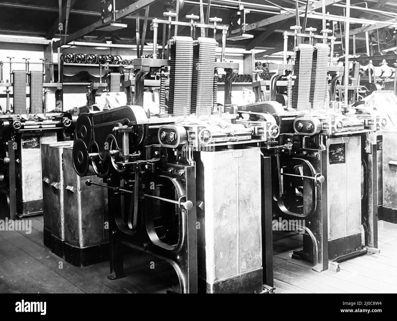 Can Gill machines in a woollen mill in Bradford, Yorkshire, late ...