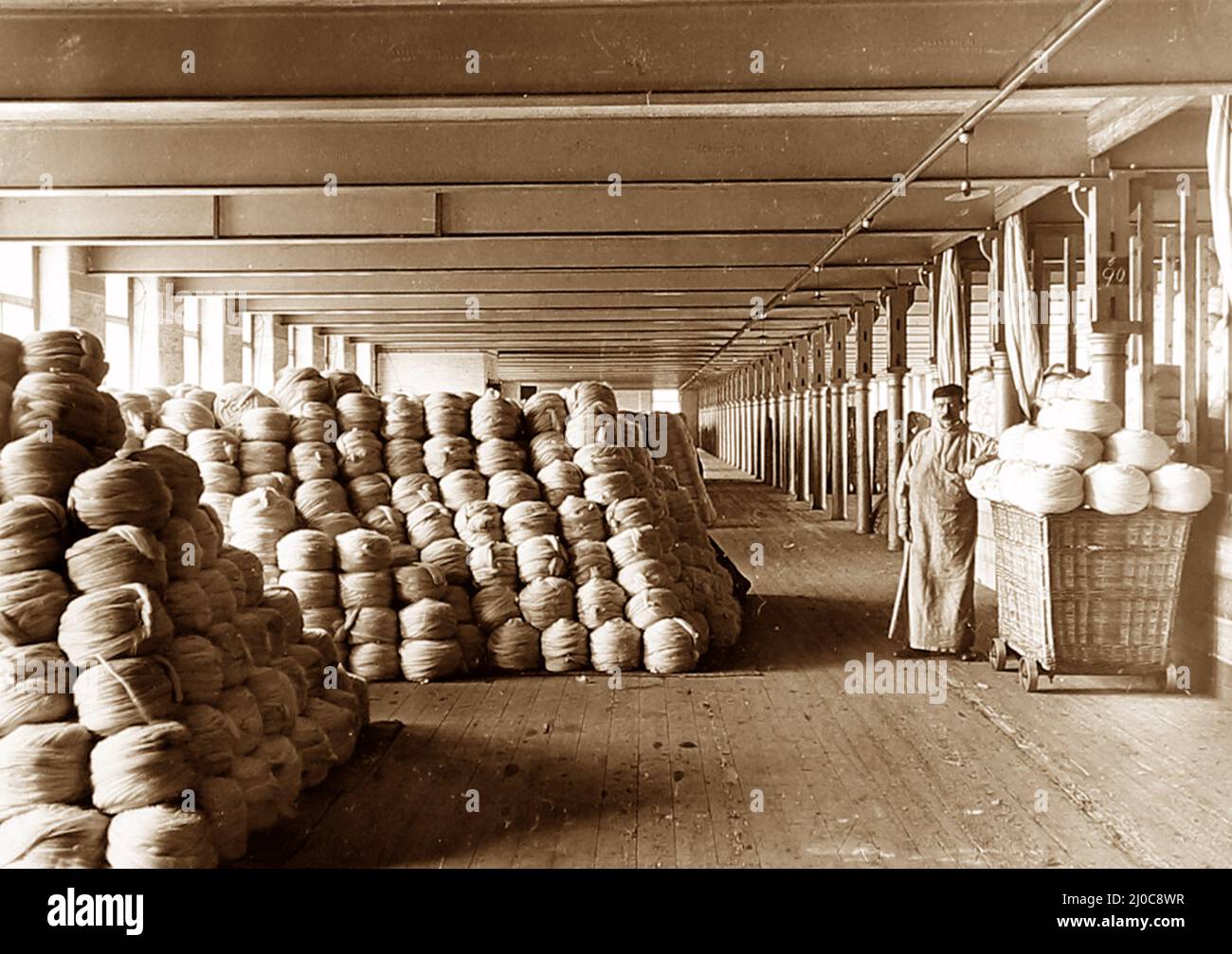 Botany tops in a woollen mill in Bradford, Yorkshire, late Victorian ...