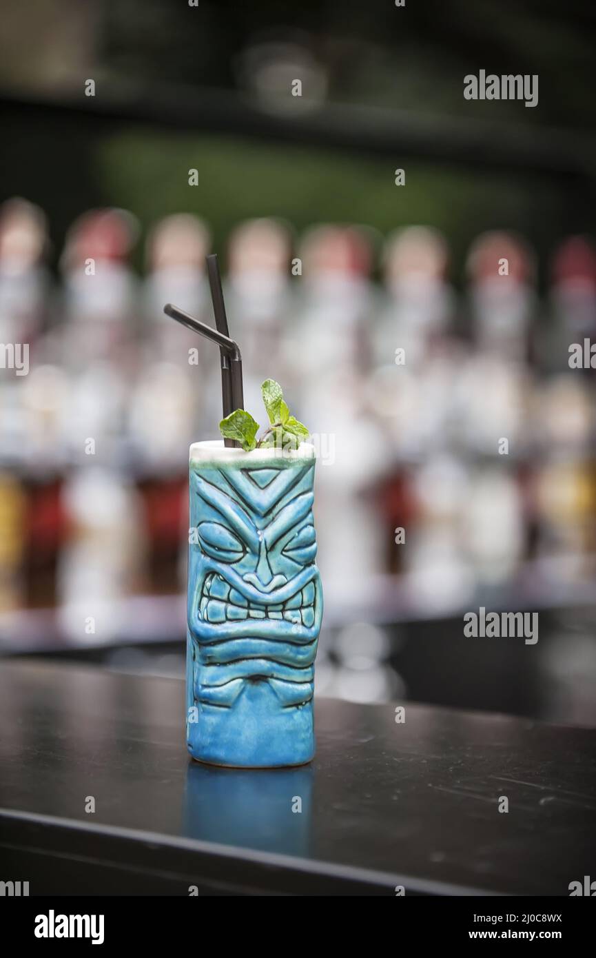 Fresh cocktail alcohol drink in night bar Stock Photo - Alamy