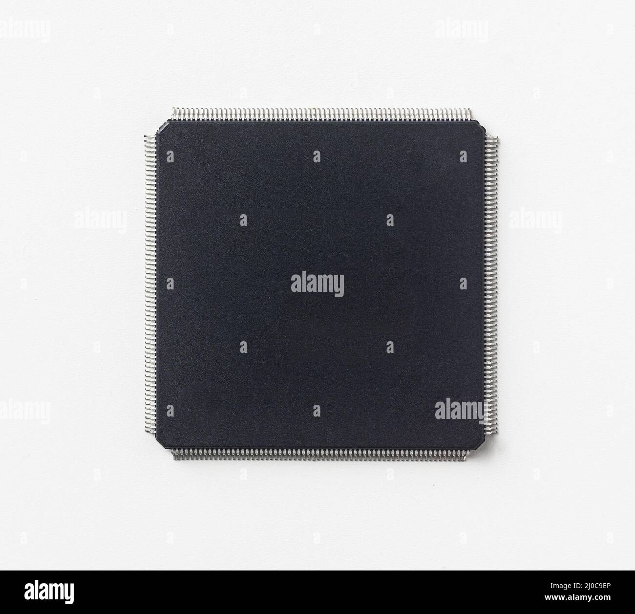 Business concept - semiconductor IC chip isolated on white background ...