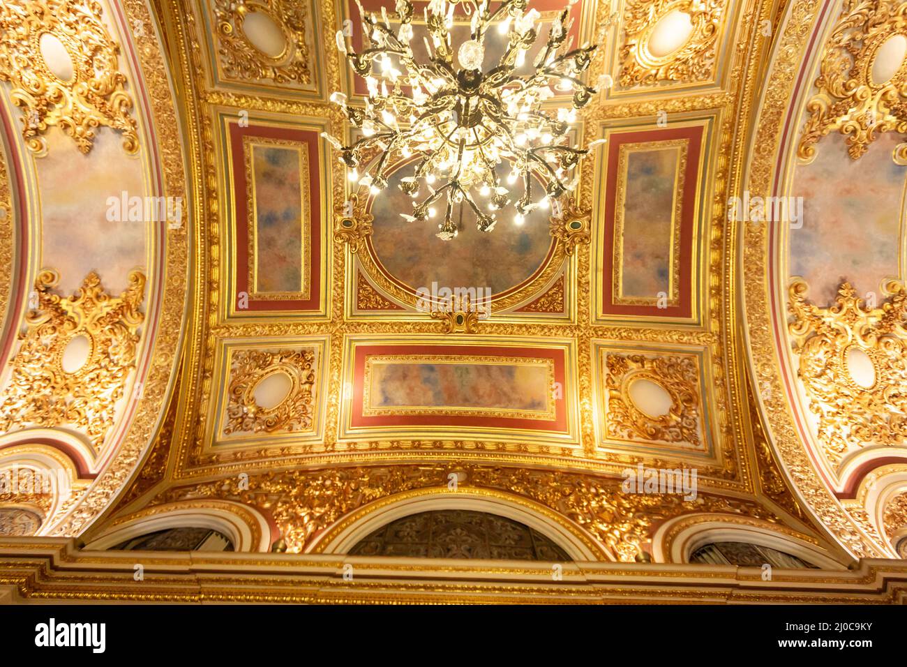 Low angle shot of the ceiling of Municipal Palace of Lima, Peru Stock ...