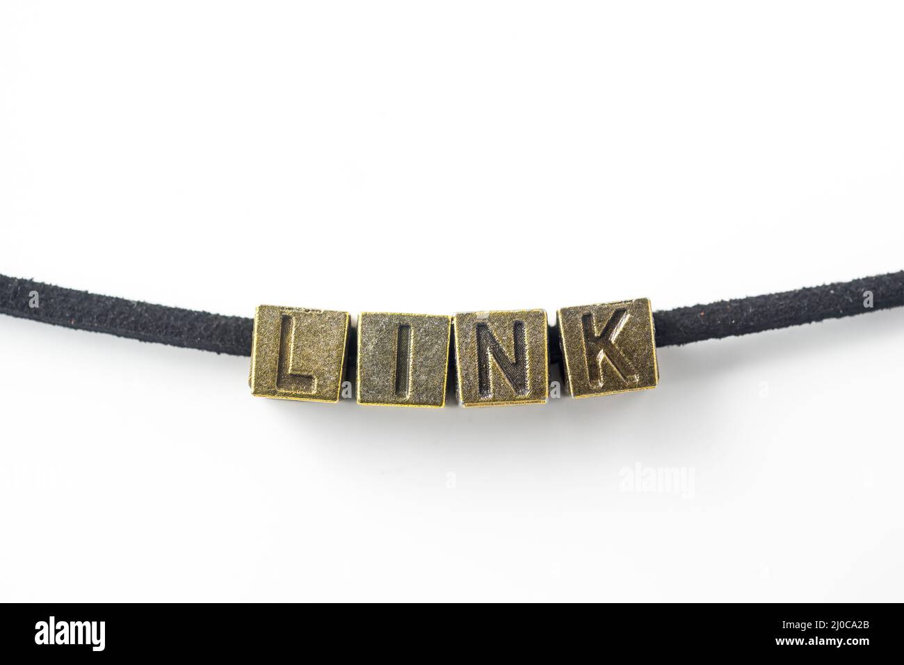 Design concept - top view of metal cube word link link with line Stock ...