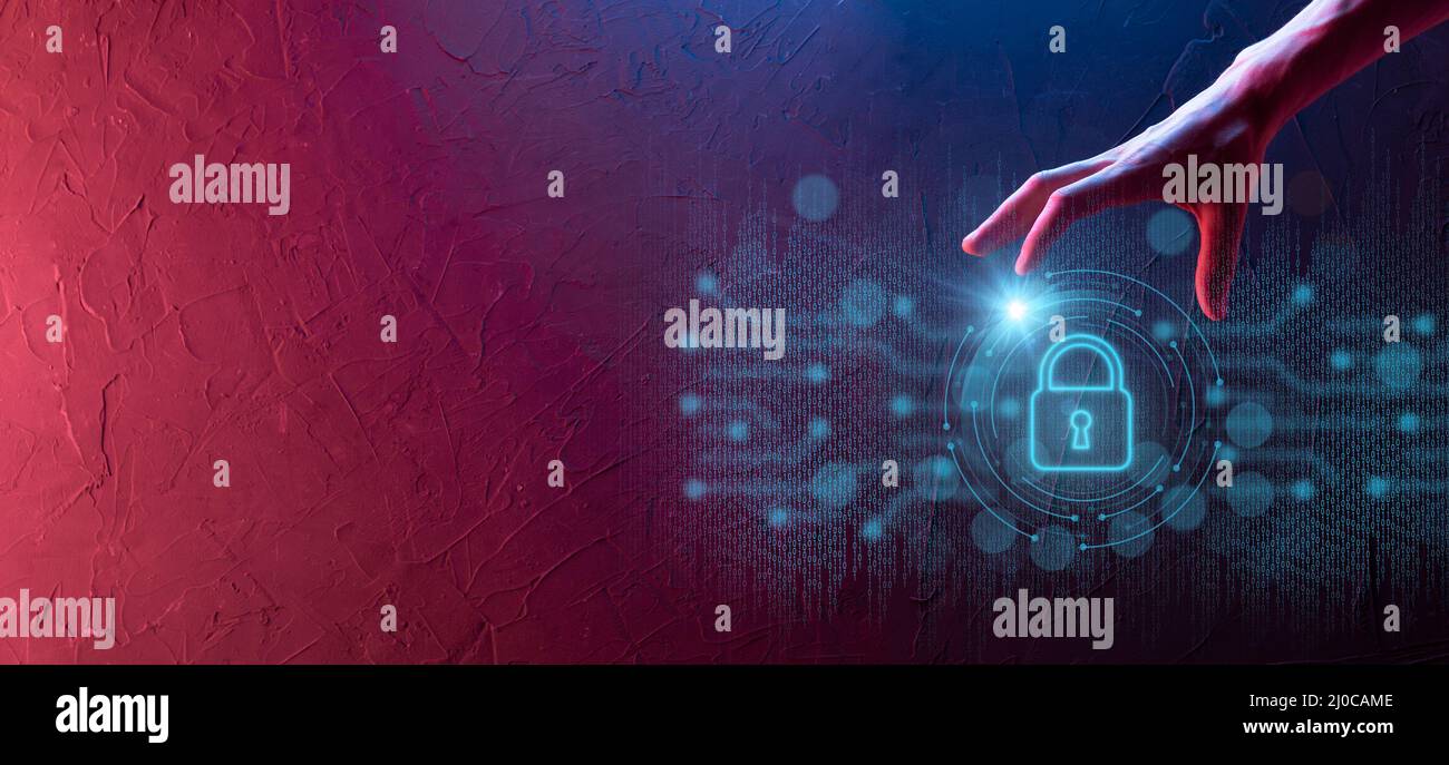 Cyber security network. Padlock icon and internet technology networking ...
