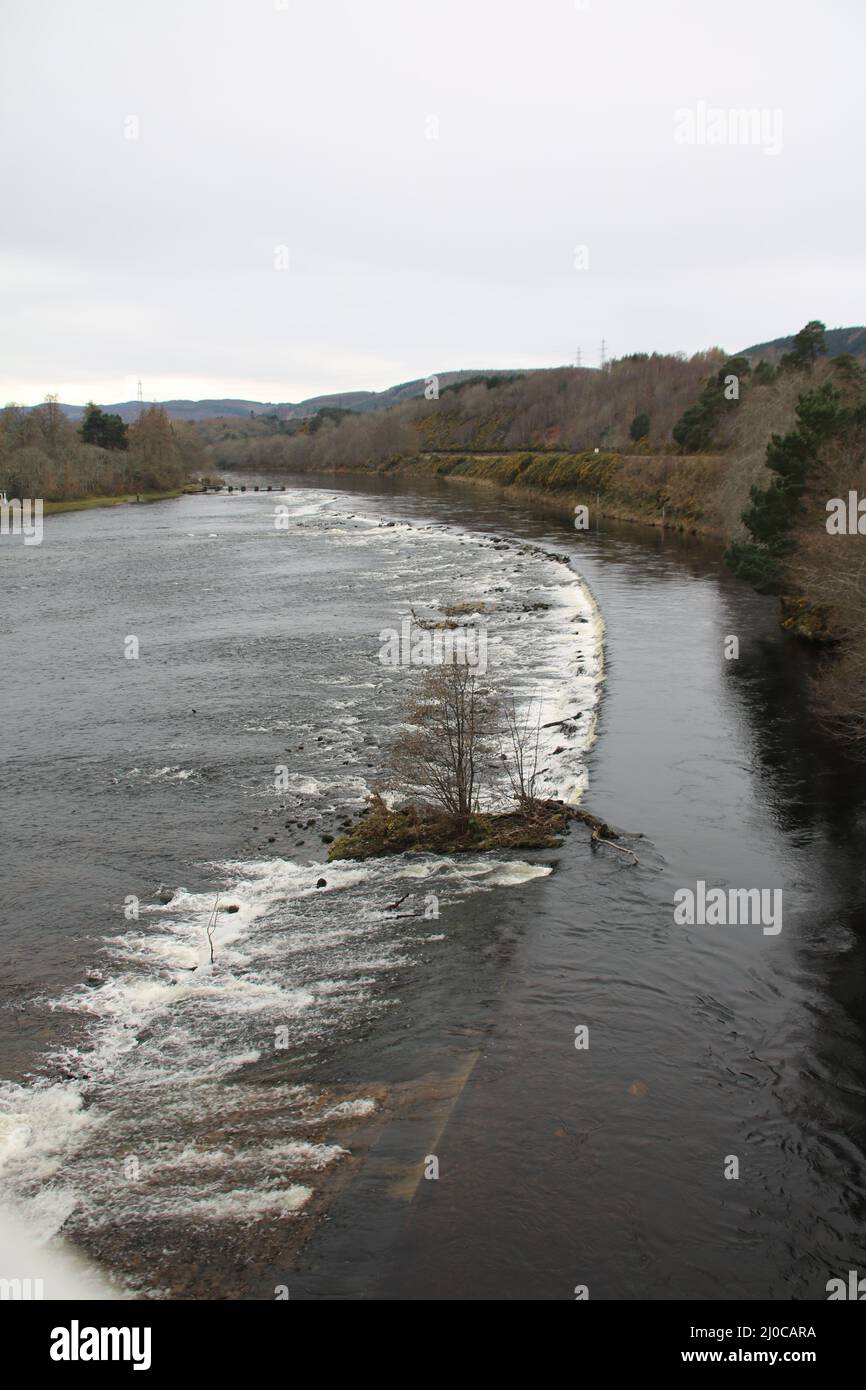long weir on river ness above Inverness Stock Photo - Alamy
