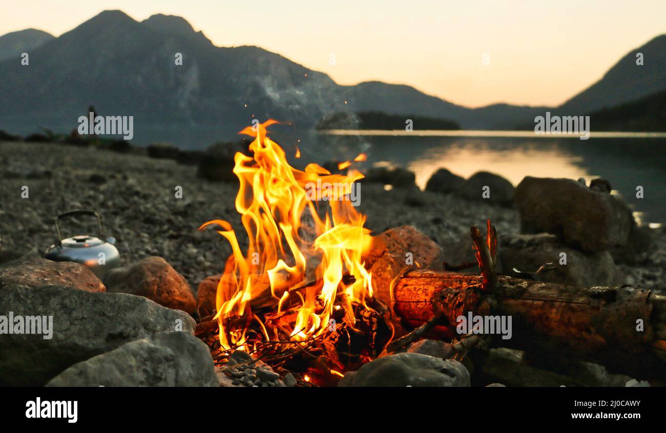 Bonfire Lake Walchensee Bavaria Germany Stock Photo - Alamy