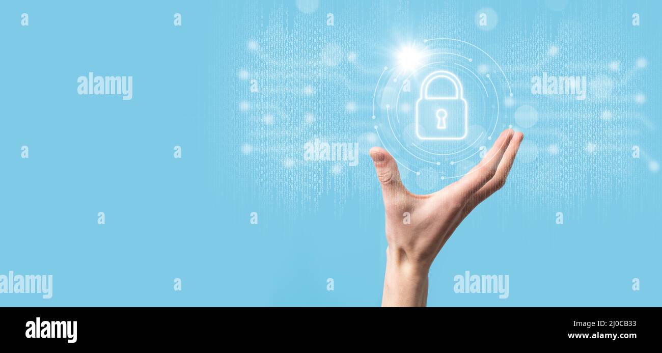 Cyber security network. Padlock icon and internet technology networking ...