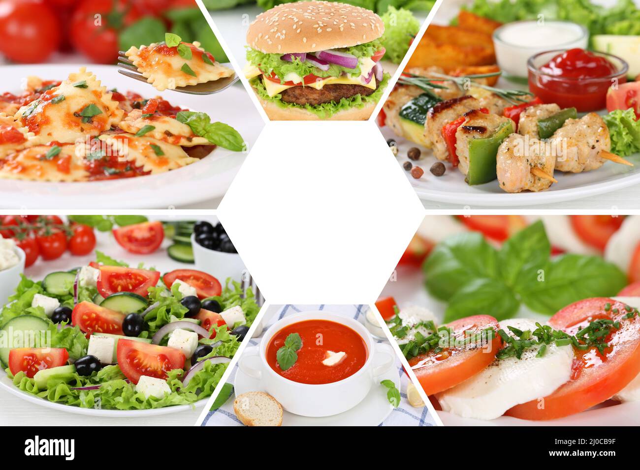 Collection collage food dishes restaurant map menu Stock Photo - Alamy