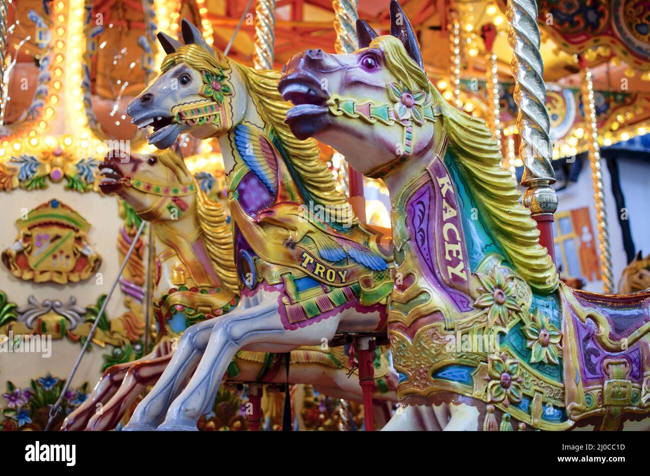 Vibrant and Colorful Carousel horses, funfair Stock Photo - Alamy