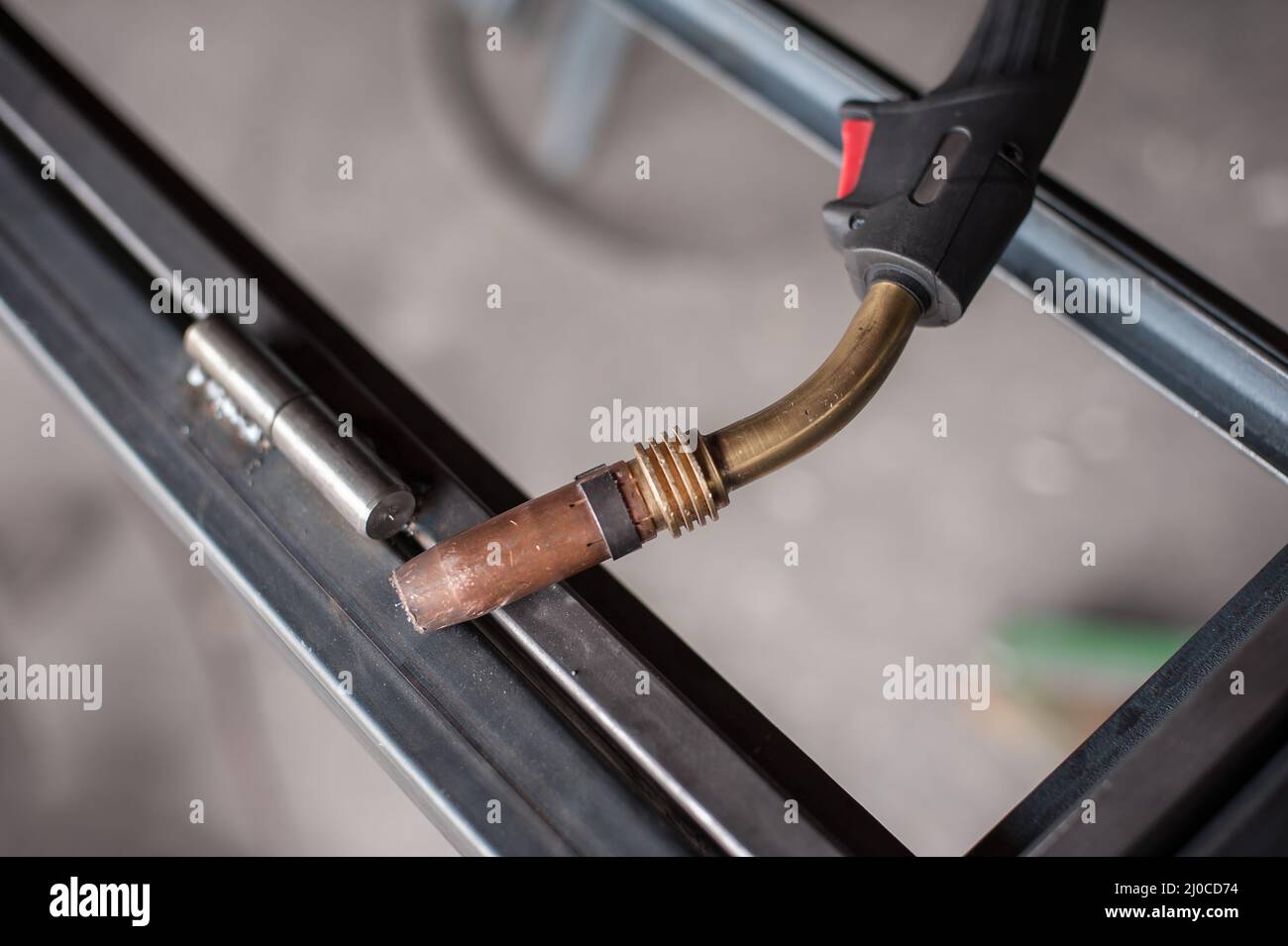 Industrial tool for welding the steel structure. Close up Stock Photo ...