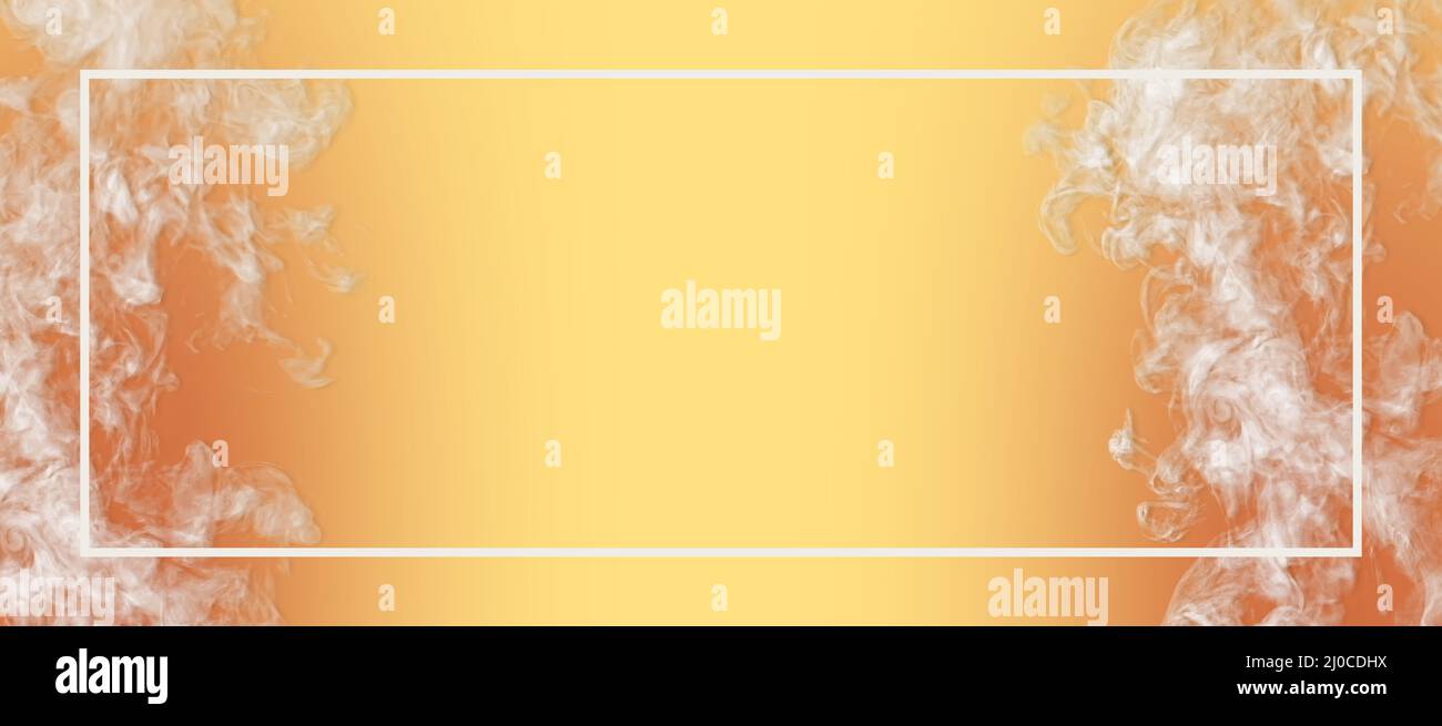 Banner image with smoke on yellow background for design Stock Photo - Alamy