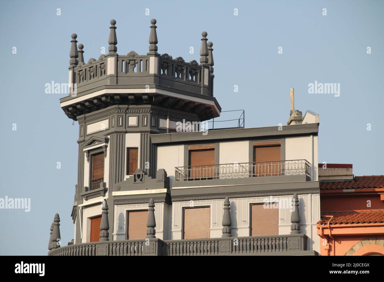 closeup photo of old historic buildings rooftop in Spain Stock Photo ...