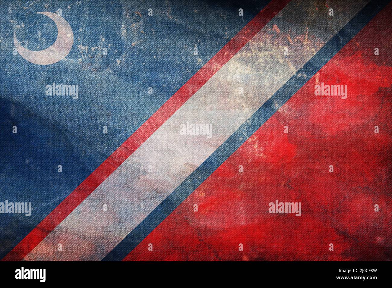 Top view of retro flag of Clinton, South Carolina, untied states of ...