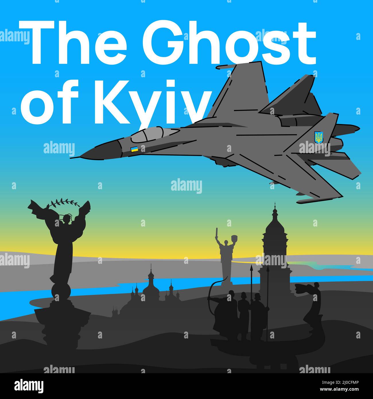 Ghost of Kyiv Banner. Ukrainian Sky Legend of Russian-Ukrainian War ...