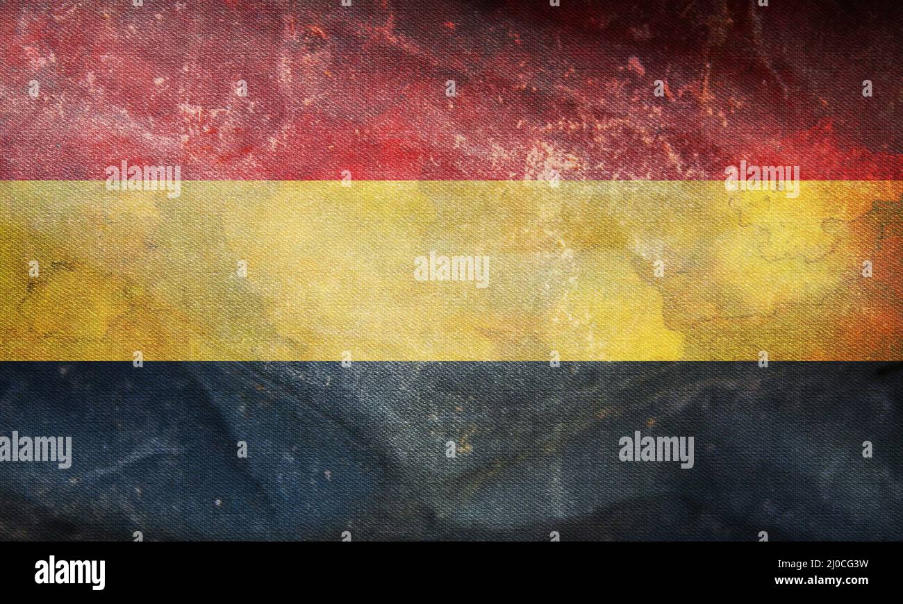 Top view of retro flag of Coamo, untied states of America with grunge ...