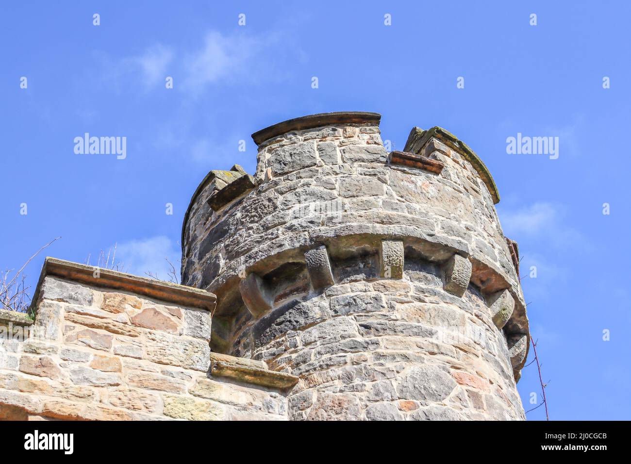 Turret on the entrance gate to Hawarden Park Stock Photo - Alamy