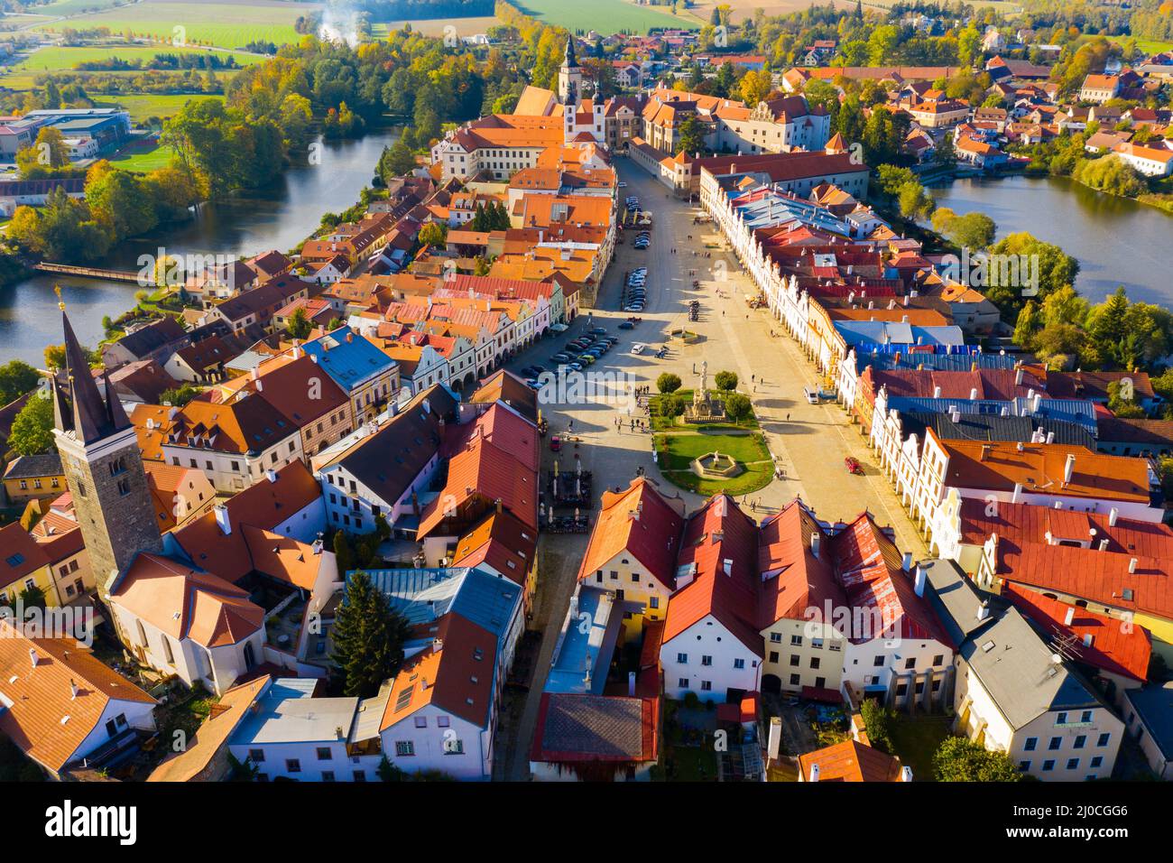 Aerial view on the city Telc Stock Photo - Alamy