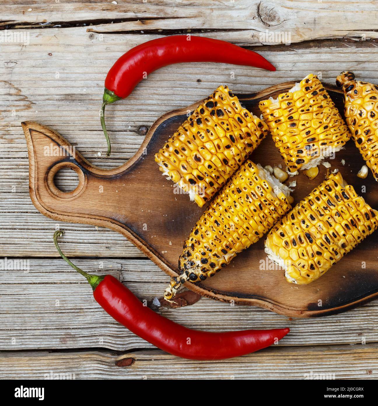 Traditional American food. Grilled corn. authentic cuisine Stock Photo ...