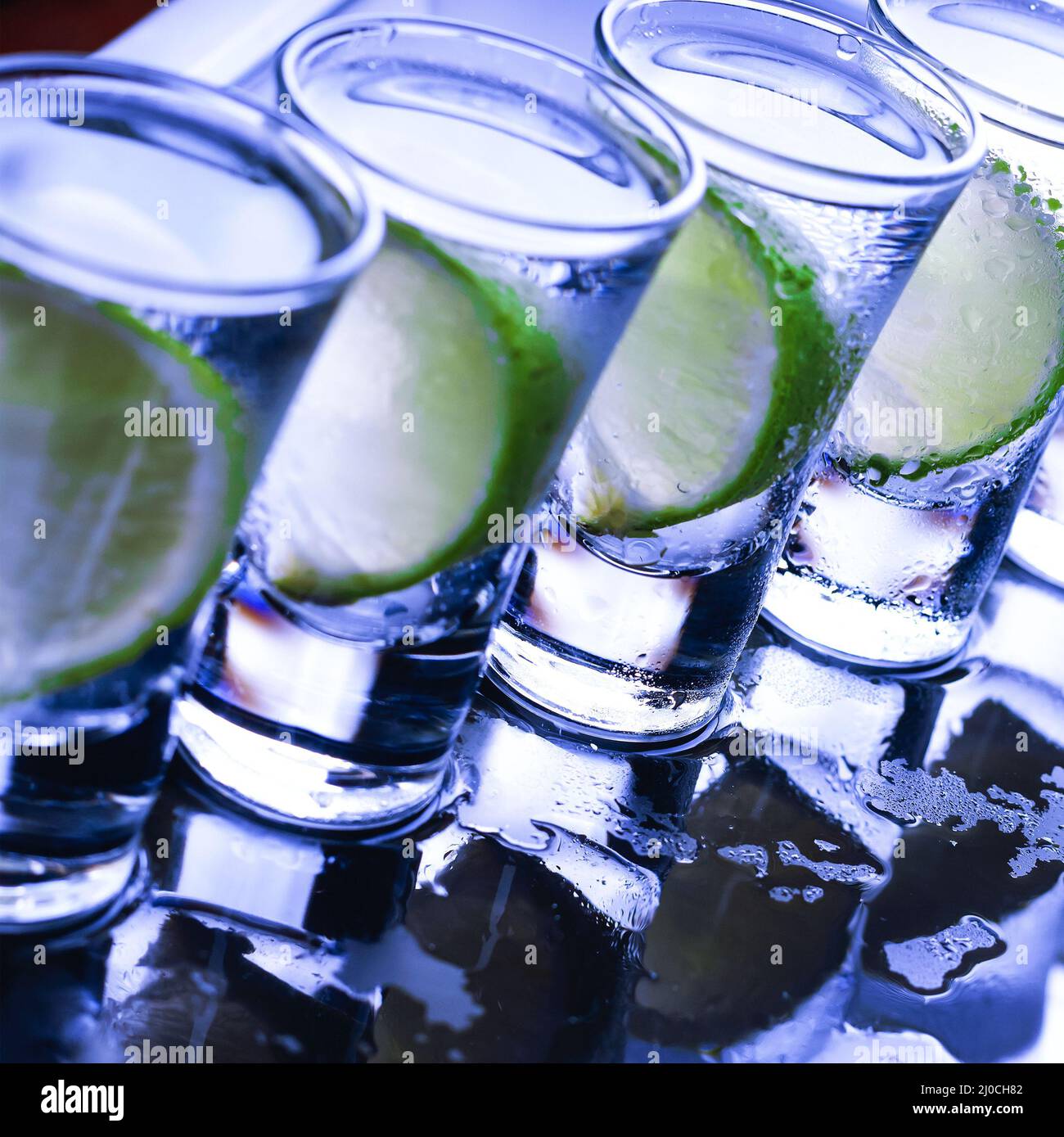Buffet. A lot of glasses with Alcoholic cocktail Stock Photo - Alamy