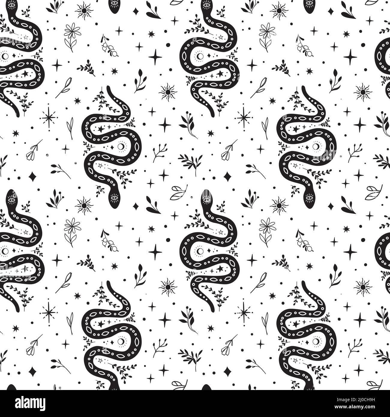 Boho celestial snake mystical seamless pattern. Vector Stock Vector ...
