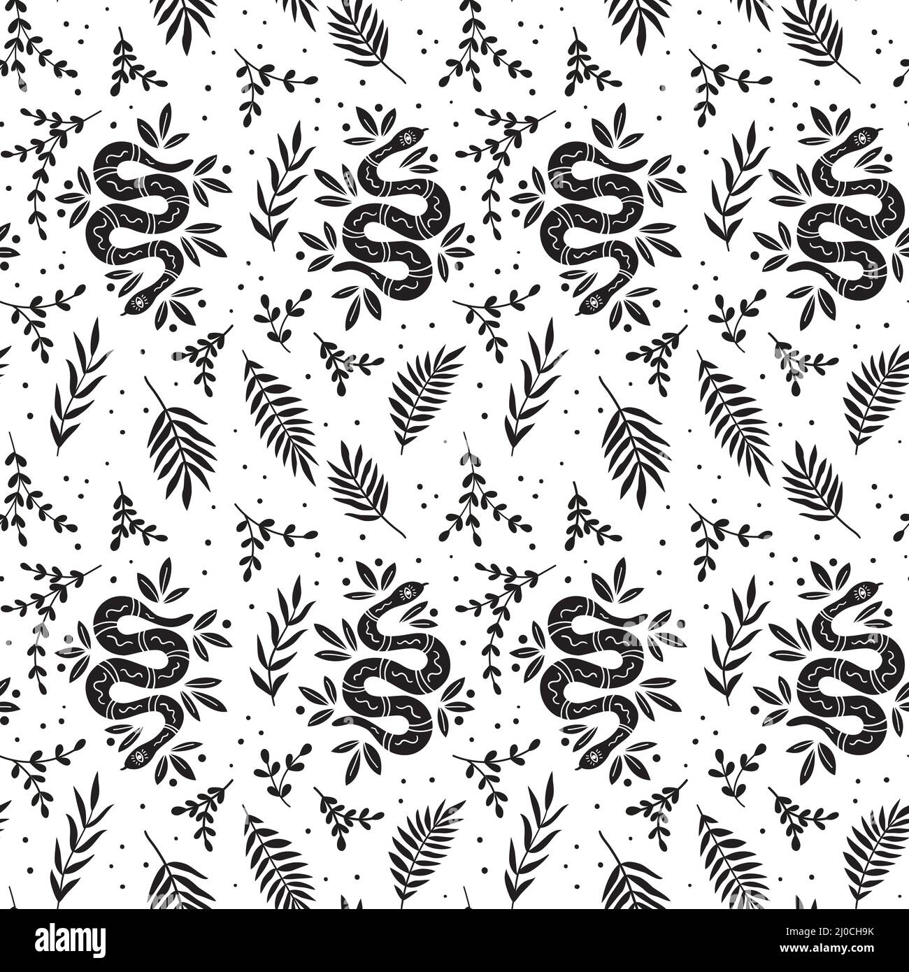 Boho celestial snake mystical seamless pattern. Vector Stock Vector ...