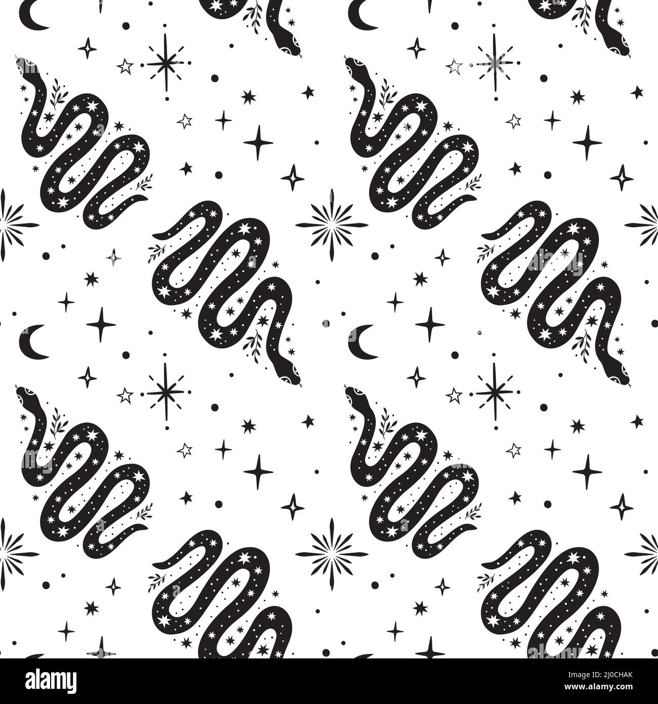 Boho celestial snake mystical seamless pattern. Vector Stock Vector ...