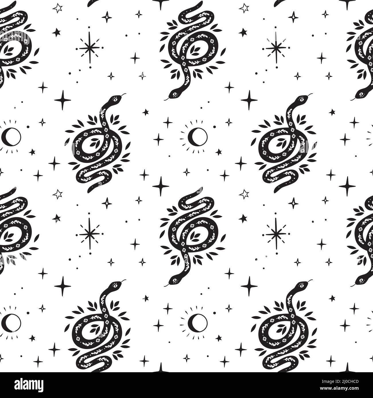 Boho celestial snake mystical seamless pattern. Vector Stock Vector ...