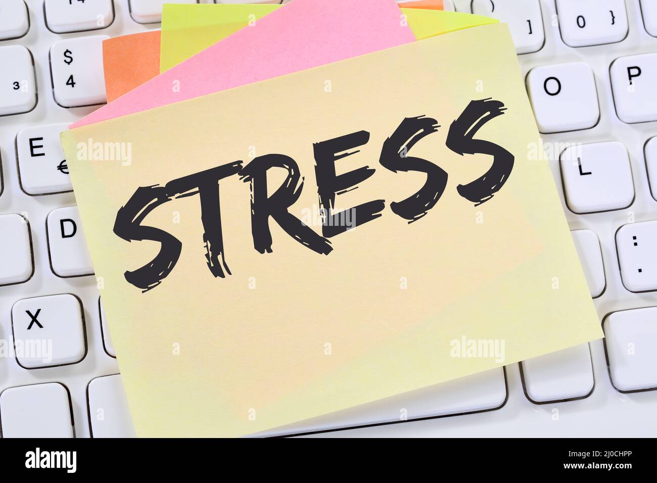 Stress at work burnout relaxation exhaustion note business concept ...