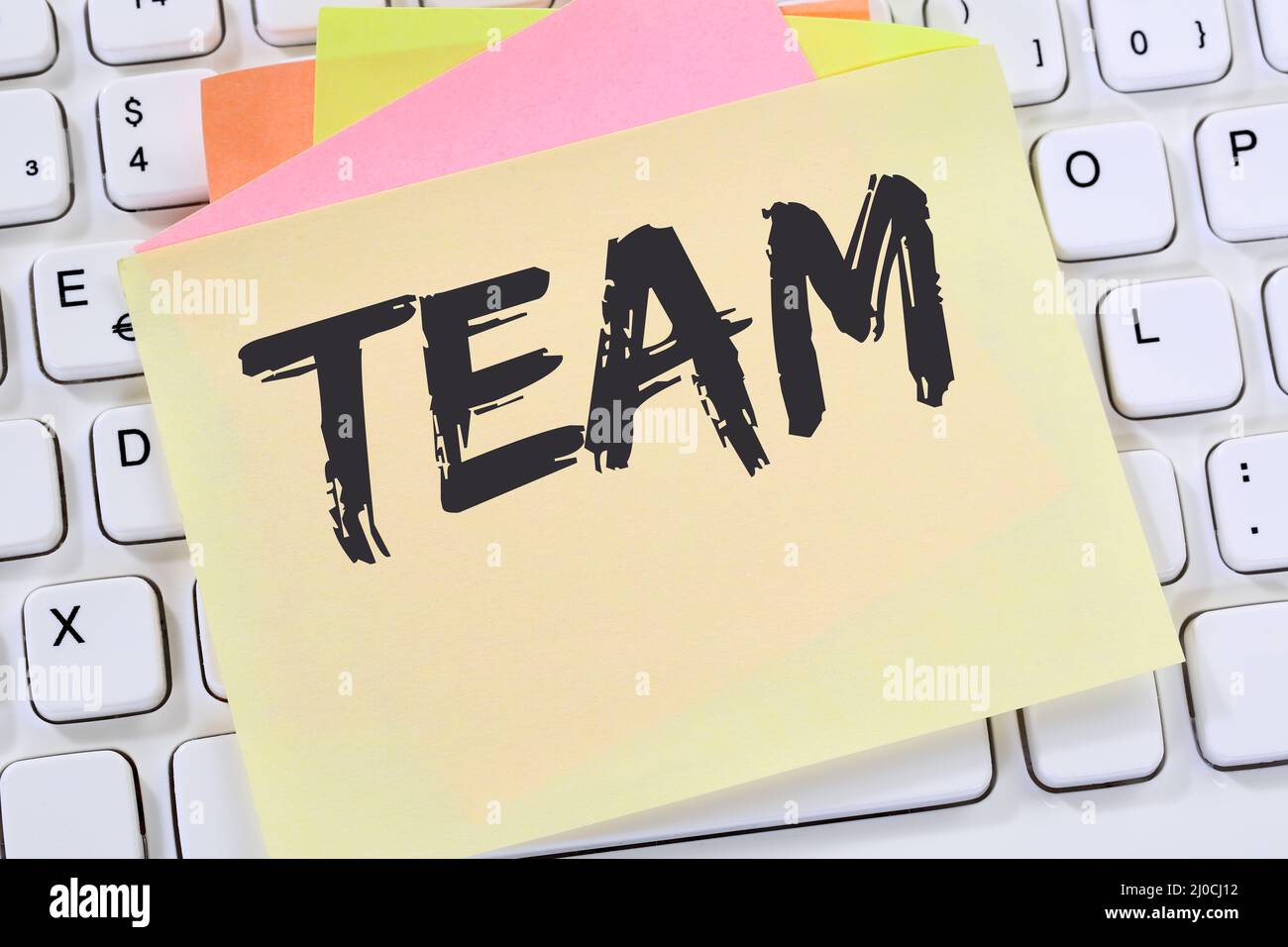 Team teamwork work together note business concept Stock Photo - Alamy