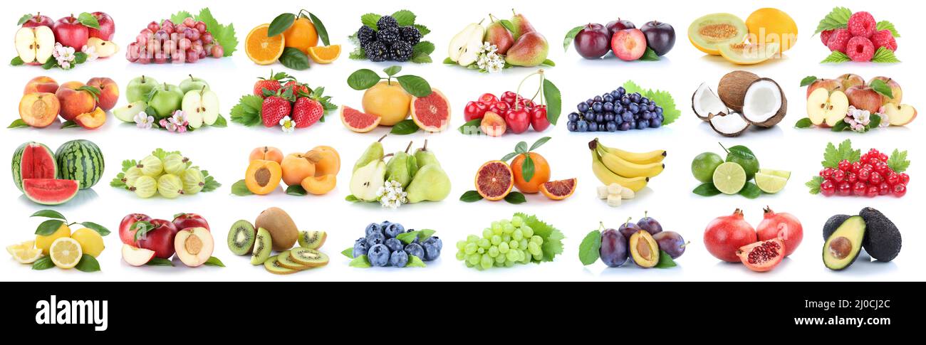 Fruit fruit collage fresh apple orange lemon berries clipping isolated ...