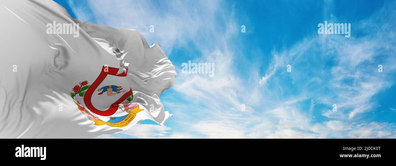 flag of Colima , Mexico at cloudy sky background on sunset, panoramic ...