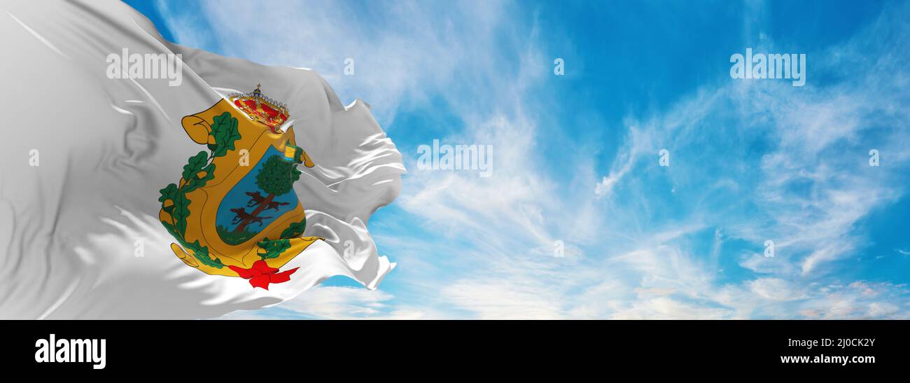 flag of Durango , Mexico at cloudy sky background on sunset, panoramic ...