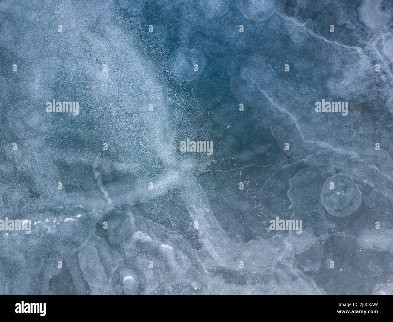 Bird's-eye view of the frozen lake Stock Photo - Alamy