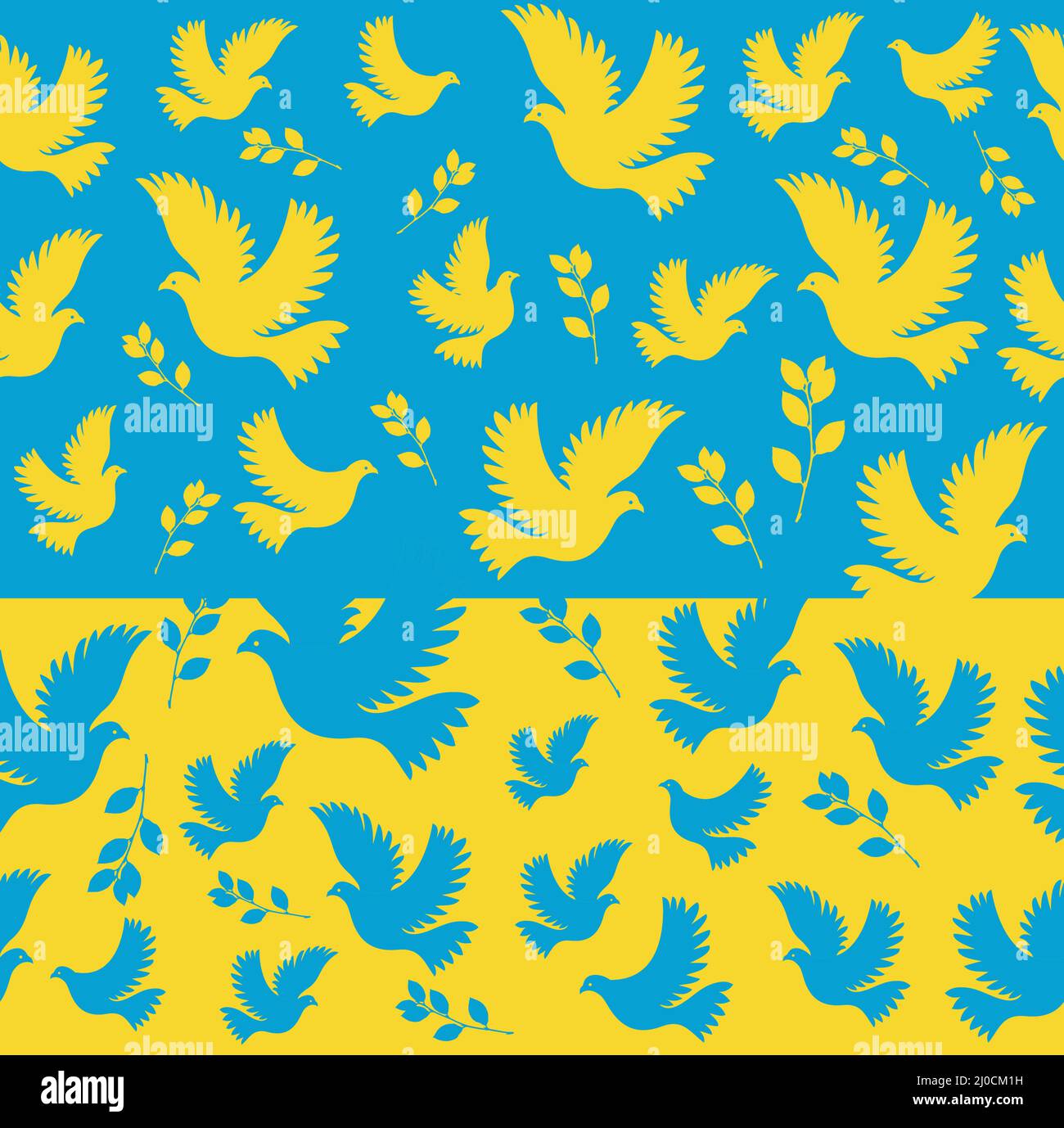 Seamless pattern dove of peace with an olive branch. Vector flat ...