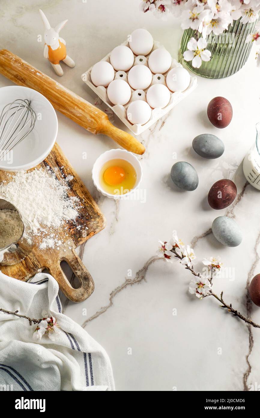 Easter culinary background. Easter food ingredients composition on the ...