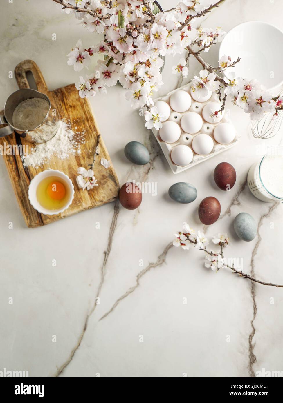 Easter culinary background. Easter food ingredients composition on the ...