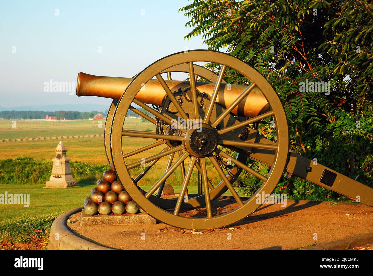 A cannon sits at the High Water Mark, noting the furthest advance of ...