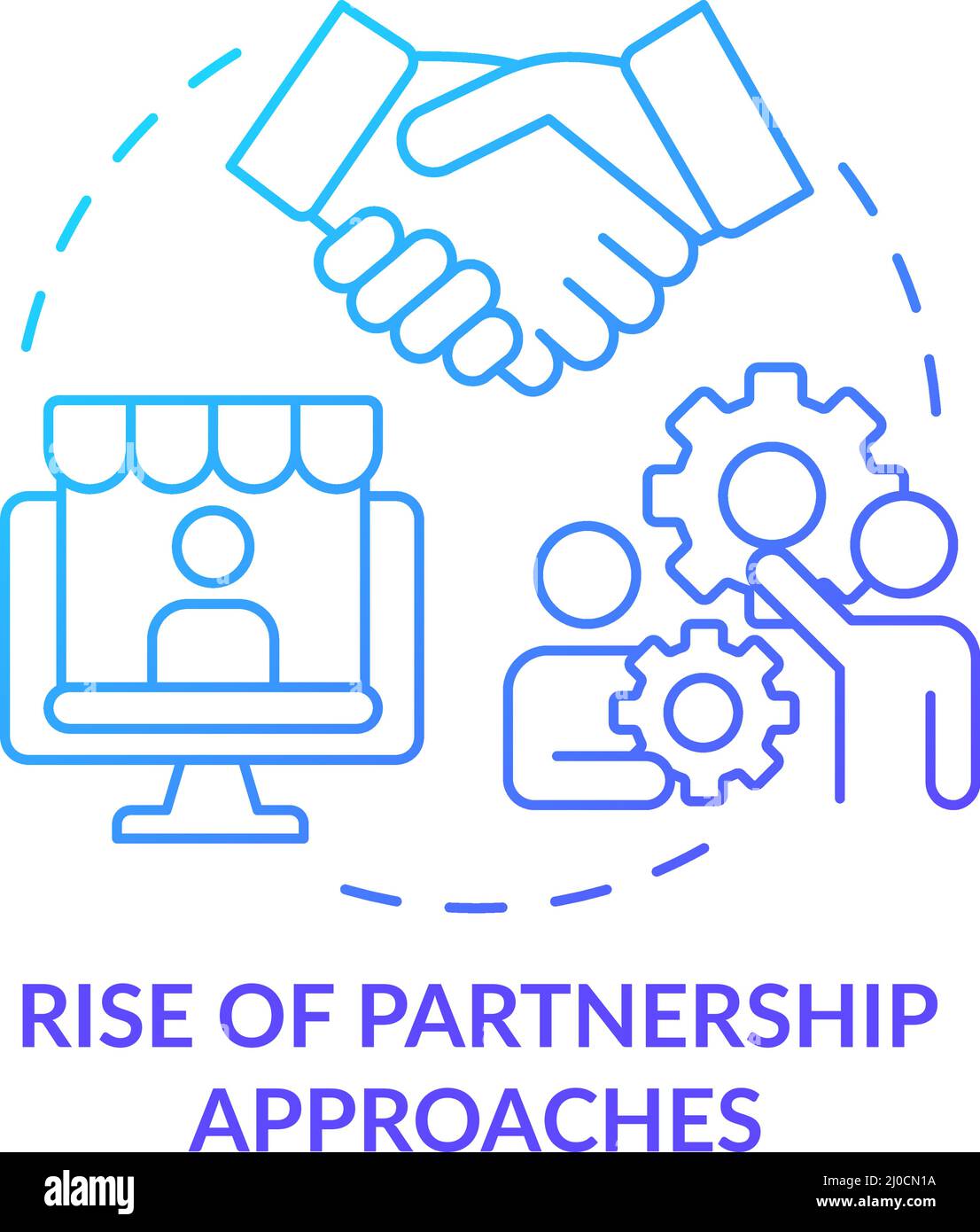 Rise of partnership approaches blue gradient concept icon Stock Vector ...