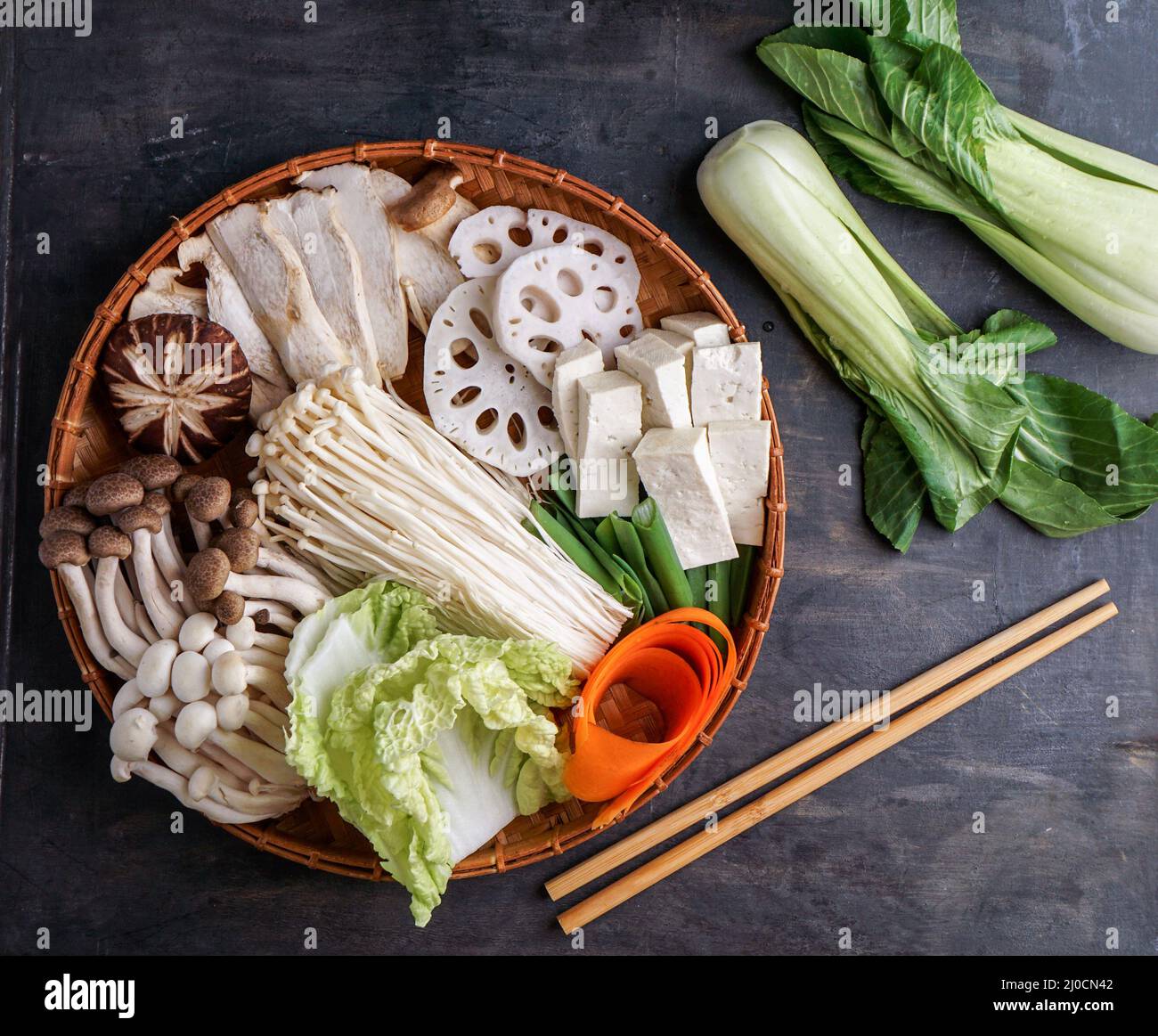 Miso Hot Pot, vegan miso nabe ingredients Stock Photo - Alamy