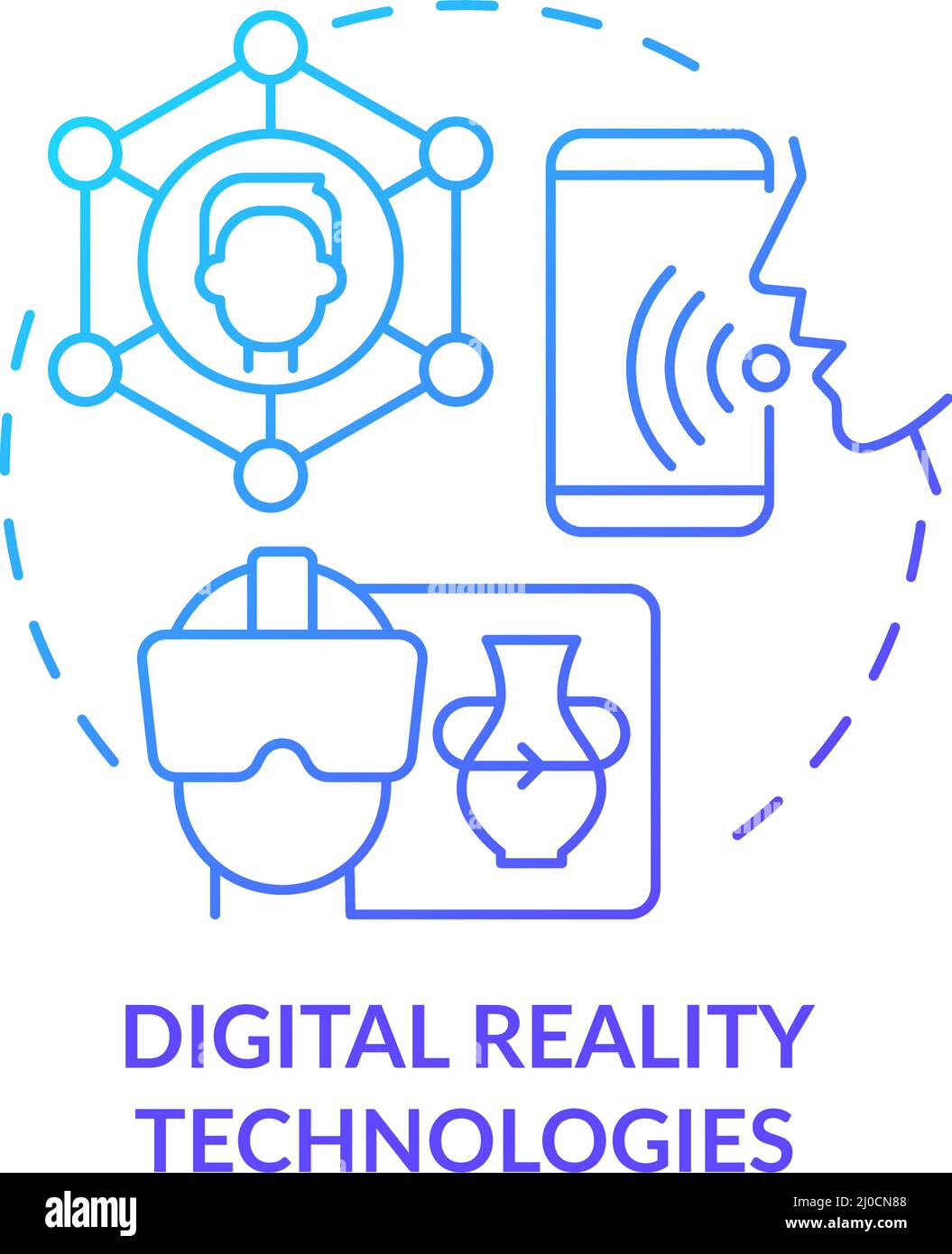 Digital reality technologies blue gradient concept icon Stock Vector ...