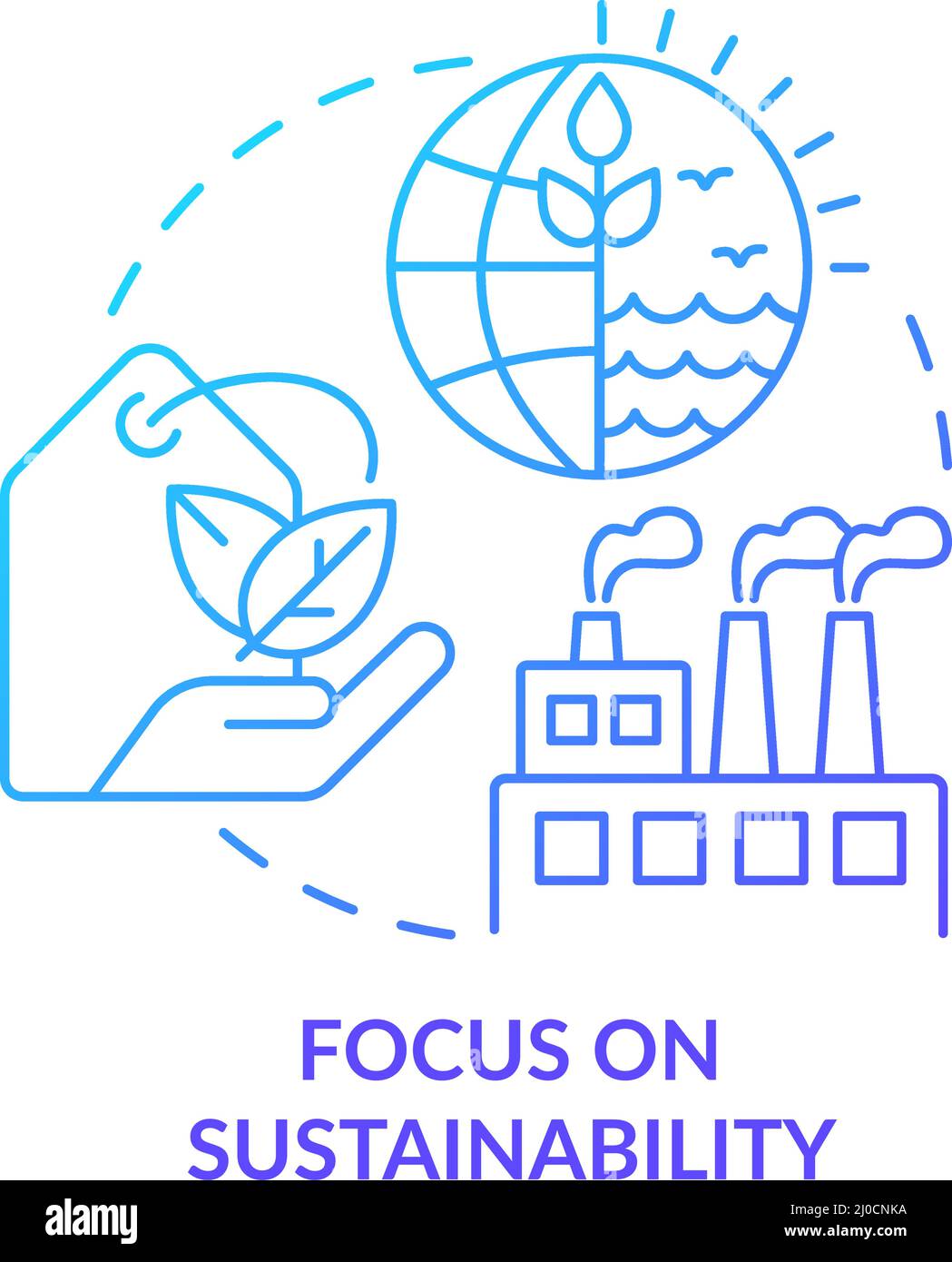 Focus on sustainability blue gradient concept icon Stock Vector Image ...