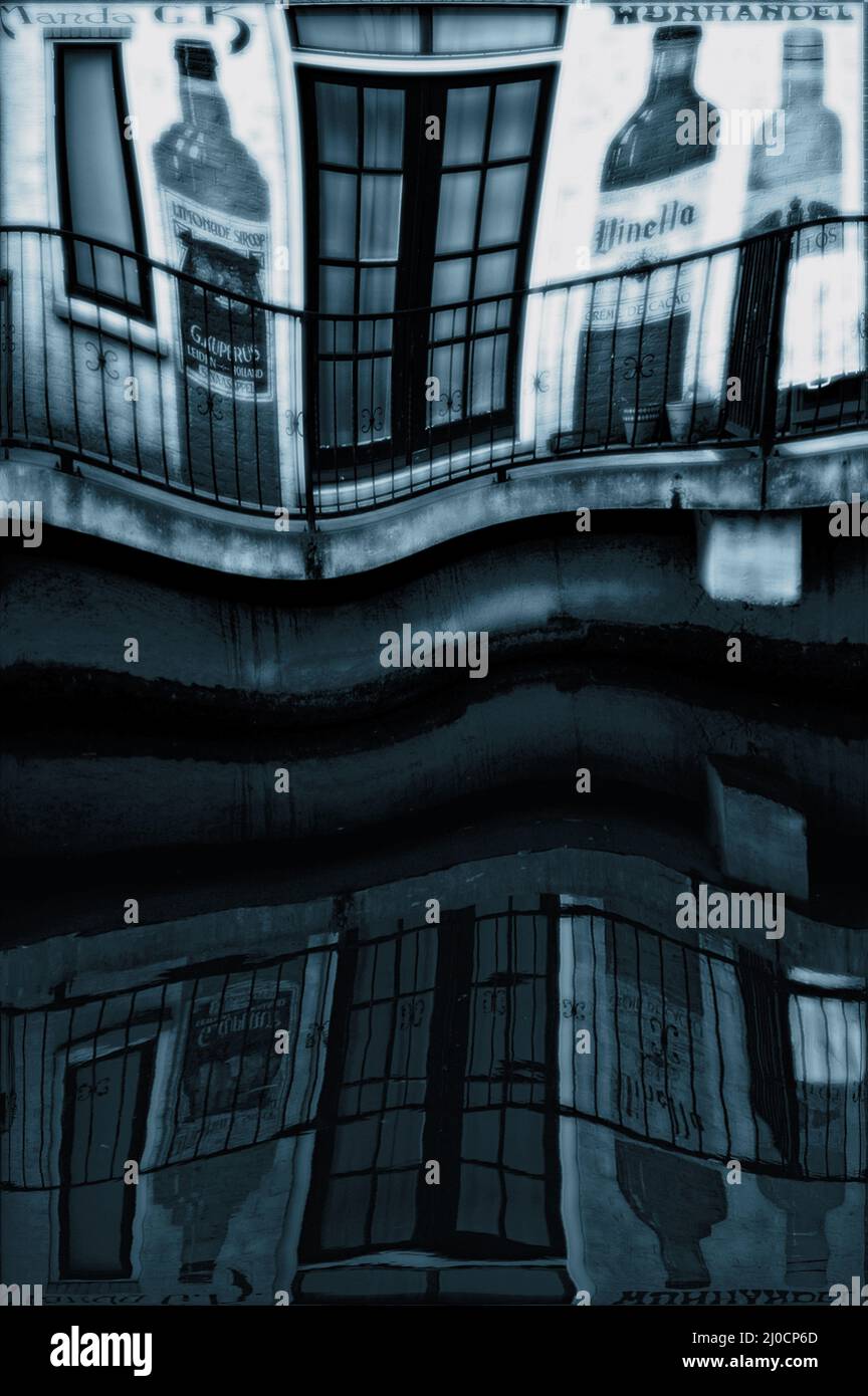 Cyan digital art from original photograph: restored ghost sign ...