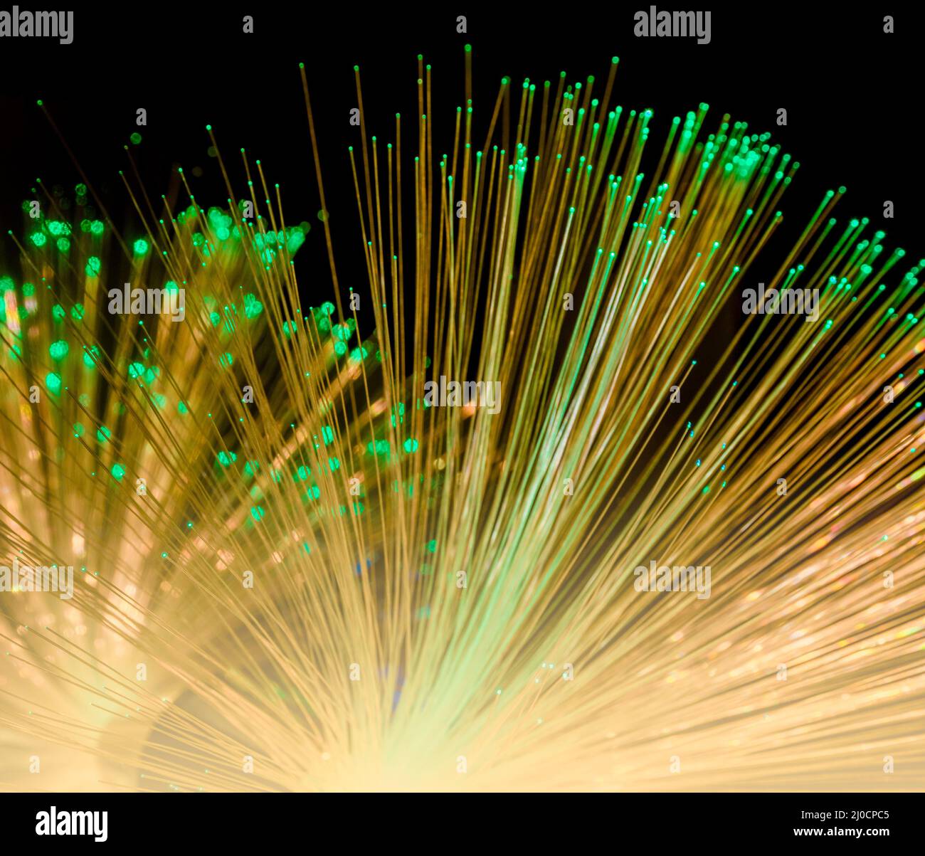 Illuminated optical fibers closeup in dark, back Stock Photo - Alamy